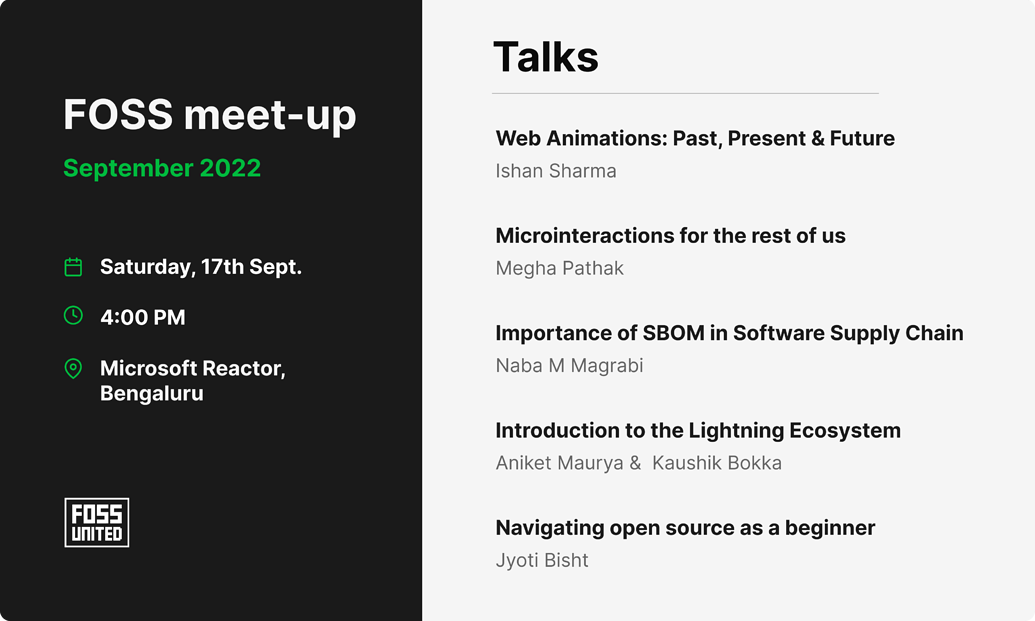 Sept 2022 FOSS Meetup - Bangalore - FOSS United